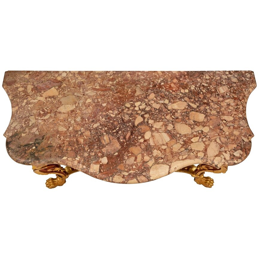 An Italian 18th Century Baroque St. Red Polychrome, Giltwood And Brèche ...